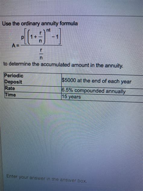 Solved Use The Ordinary Annuity Formula Nt 1 A R N To