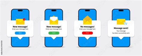 New Message Notification Concept On Realistic Smartphone Mockup New Email Pop Up Incoming