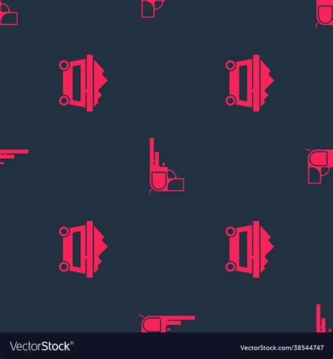 Set Coal Mine Trolley And Revolver Gun On Seamless