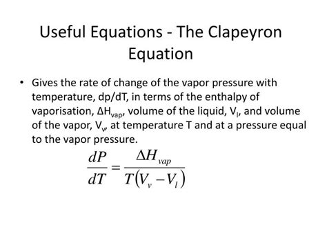 Ppt Useful Equations The Clapeyron Equation Powerpoint Presentation Id 1276923