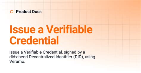 Issue A Verifiable Credential Product Docs