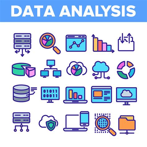 Data Analysis Web Storage Linear Vector Icons Set 9962107 Vector Art