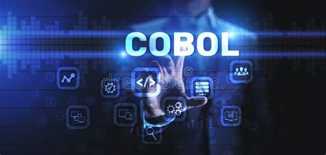 Cobol Programming Language Software Development Concept On Vitual Screen Stock Image Image Of