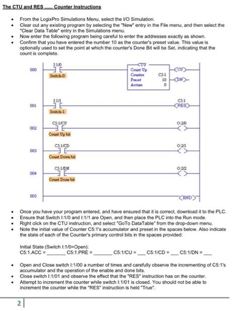 Solved The Ctu And Res Counter Instructions From The