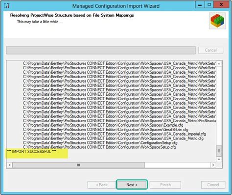 ProStructures Import WorkSpace Dataset Files Into ProjectWise