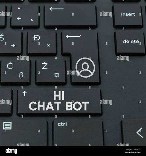 Text Sign Showing Hi Chat Bot Word For Greeting To Robot Machine Who