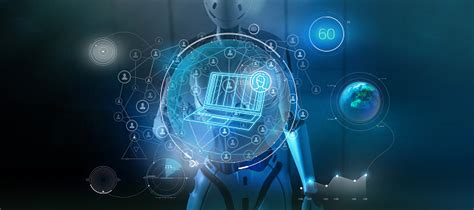 컴퓨터는 소셜 미디어 데이터의 배열을 분석합니다 3d 렌더 가상현실에 대한 스톡 사진 및 기타 이미지 가상현실 과학 기업