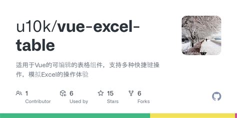 github u10k vue excel table 适用于vue的可编辑的表格组件，支持多种快捷键操作，模拟excel的操作体验