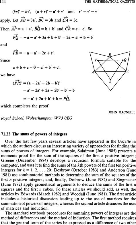 71 23 The Sums Of Powers Of Integers The Mathematical Gazette Cambridge Core