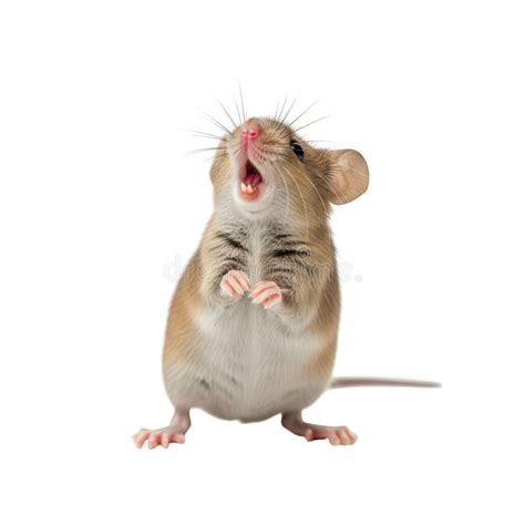 A Mouse With Its Mouth Open And Eyes Closed In A Funny Expression Stock