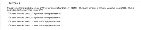 solved the regression line for predicting college gpa from