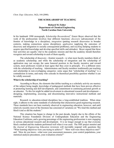 Pdf The Scholarship Of Teaching
