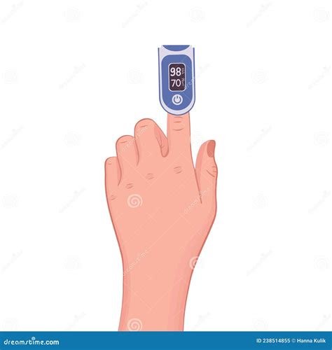 Oxygen And Pulse Level On Fingertip Pulse Oximeter Vector Illustration
