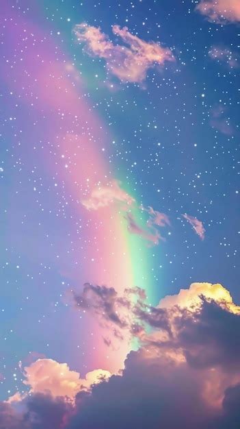 Aesthetic Wallpaper Rainbow Cloud Sky Premium Photo