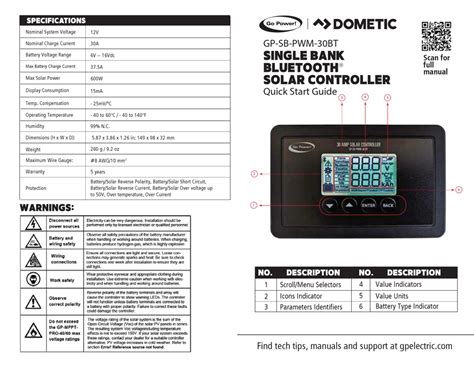 DOMETIC GO POWER GP SB PWM 30BT QUICK START MANUAL Pdf Download ManualsLib