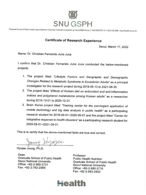 Certificate Of Research Experiences Pdf