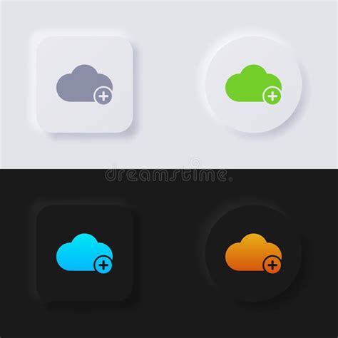 Cloud Icon With Plus Symbol Multicolor Neumorphism Button Soft Ui Design Stock Vector