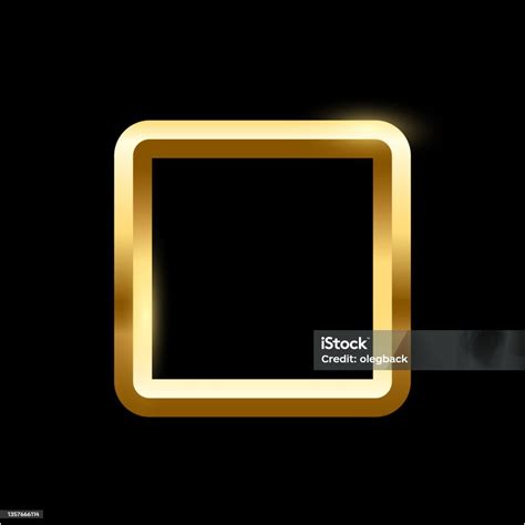 검은 색 배경에 사진을위한 골드 사각형 프레임 사진 그림 카드 또는 사진을 위한 빈 공간입니다 3d 사실적인 현대 템플릿 벡터 일러스트레이션 간단한 황금 물체 모형 정사각형