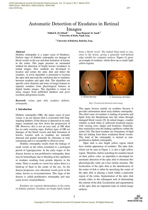 Pdf Automatic Detection Of Exudates In Retinal Images