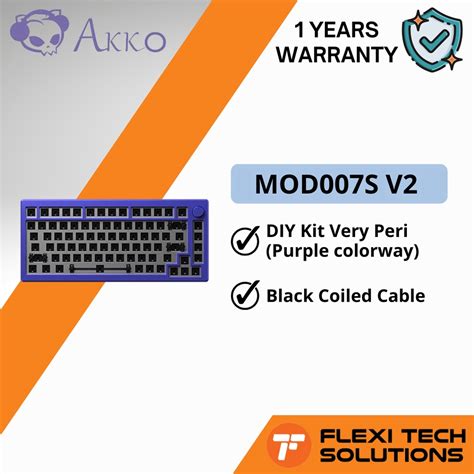 Akko Mod007s V2 Diy Kit Very Peri Purple Colorway Barebone Keyboard Knob Flexi Tech