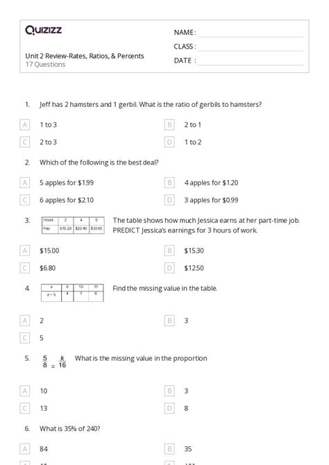 Free Ratios And Unit Rates Worksheet Download Free Ratios And Unit Rates Worksheet Png Images