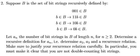 Solved 2 Suppose B Is The Set Of Bit Strings Recursively