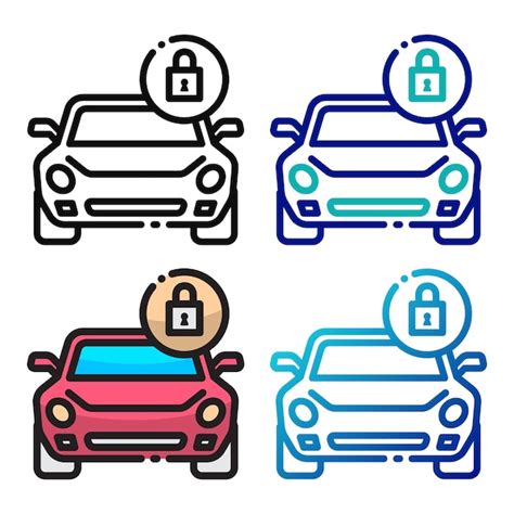 Premium Vector Car Security System Icon Design In Four Variation Color
