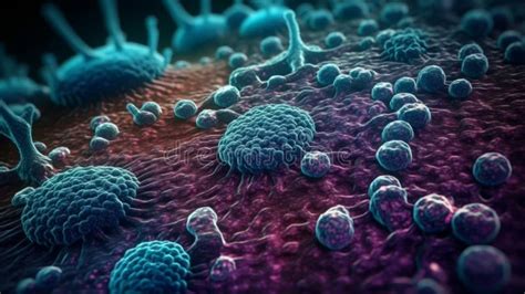 Microscopic View Of Cells Under The Microscope Generative Ai Stock