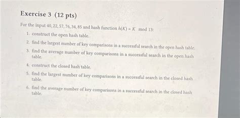 solved exercise 3 12 pts for the input 40 22 57 76 34