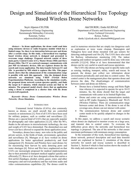 Pdf Design And Simulation Of The Hierarchical Tree Topology Based Wireless Drone Networks