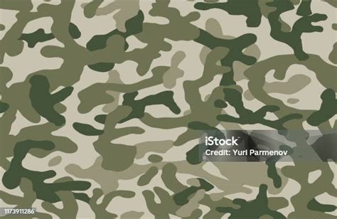 위장 패턴 배경 원활한 벡터 일러스트레이션 클래식 한 밀리터리 의류 스타일입니다 마스킹 카모 반복 인쇄 그렌 카키 텍스처 구별하기 힘든에 대한 스톡 벡터 아트 및 기타