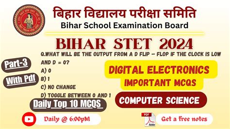 BIHAR STET Essential Digital Electronics MCQ S Computer