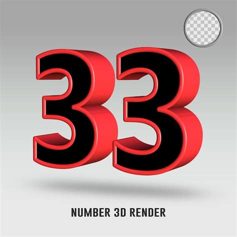 Premium Psd 3d Render Number 33 Black Red Color