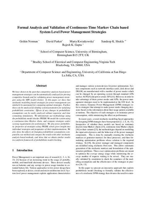pdf formal analysis and validation of continuous time markov chain