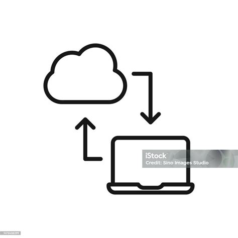 Editable Icon Of Cloud Computing Laptop Connection Vector Illustration Isolated On White