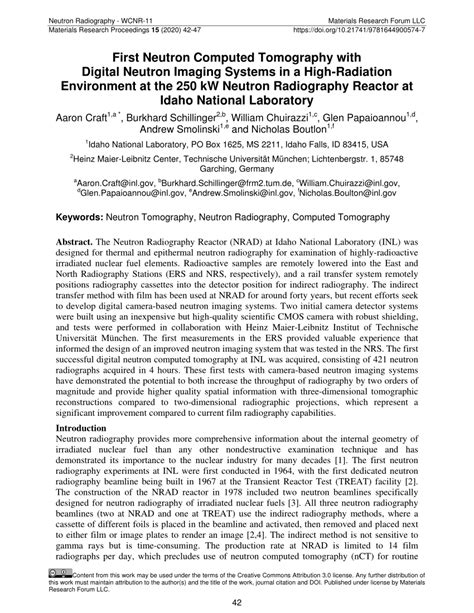 Pdf First Neutron Computed Tomography With Digital Neutron Imaging Systems In A High Radiation