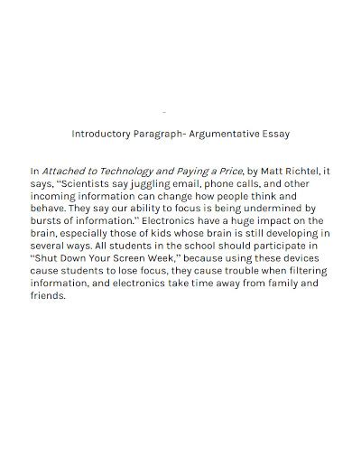 Template For Introduction Paragraph
