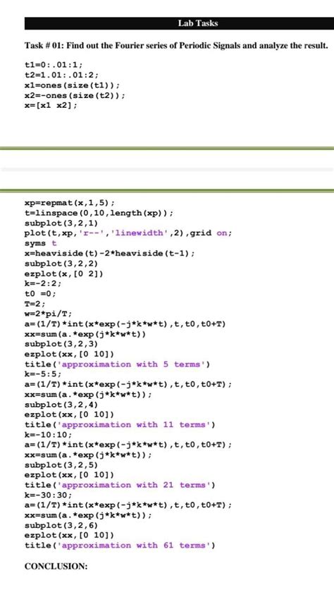 Solved Lab Tasks Task 01 Find Out The Fourier Series Of