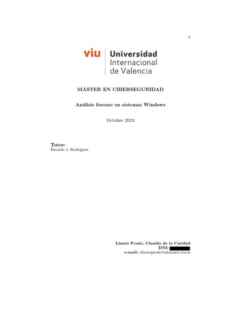 Analisis Forense Sistemas Windows Tfm Viu Pdf Forense Digital Archivo De Computadora