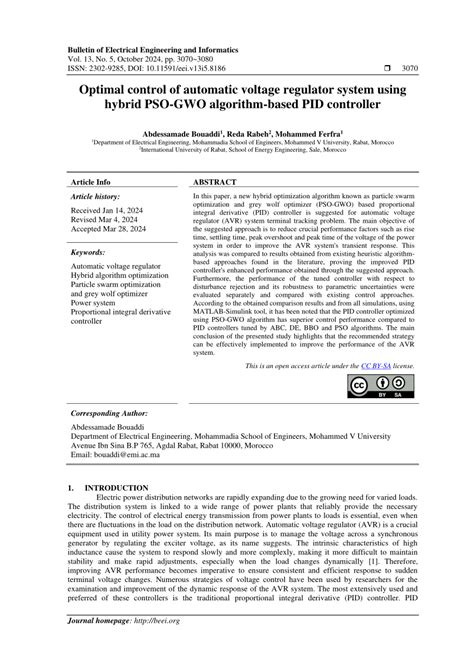 Pdf Optimal Control Of Automatic Voltage Regulator System Using
