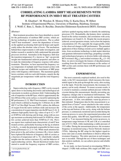 Pdf Correlating Lambda Shift Measurements With Rf Performance In Mid Pdf Correlating Lambda Shift Measurements With Rf Performance In Mid