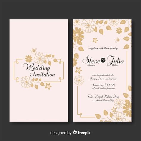 Красивая цветочная концепция приглашения на свадьбу Бесплатно векторы