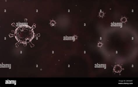 Microscopic Image Of Genetically Modified Virus In Cell Dark Brown Bacteria Background Stock
