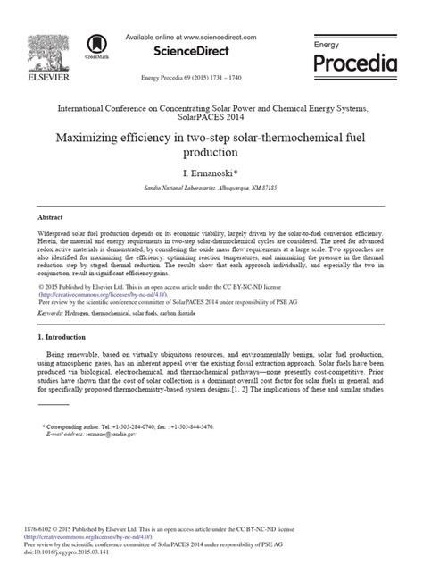 Maximizing Efficiency In Two Step Solar Thermochem Pdf Heat Redox