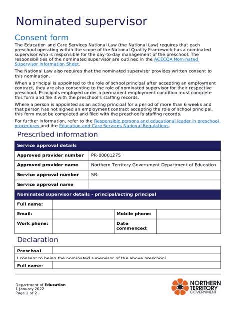 Education Nt Gov AudataassetsNominated Supervisor Consent Department Of Education