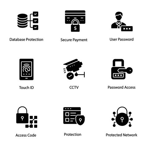 Data Protection And Cybersecurity Glyph Vector Icons Set Vector Art At Vecteezy