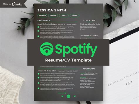 Spotify Resume Template 2024 ATS Friendly Resume CV And Cover Letter