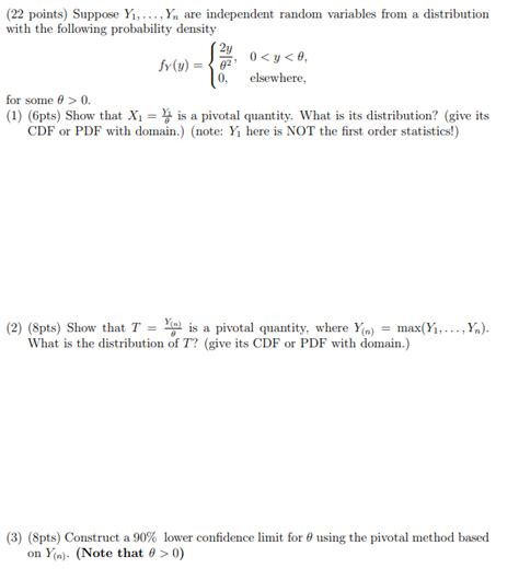 Solved 22 Points Suppose Y1yn Are Independent Random