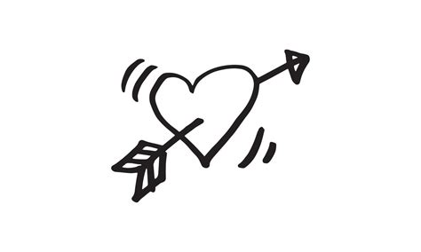Hand Drawn Heart And Arrow Icon Symbol Of Love