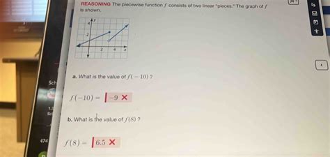 Solved Reasoning The Piecewise Function ∫ Consists Of Two Linear “pieces” The Graph Of ∫ Is